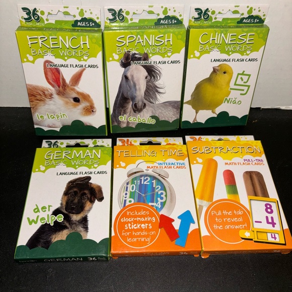 Toys | 6pc Bendon Flash Cards Interactive Pull Tabs Language Math ...